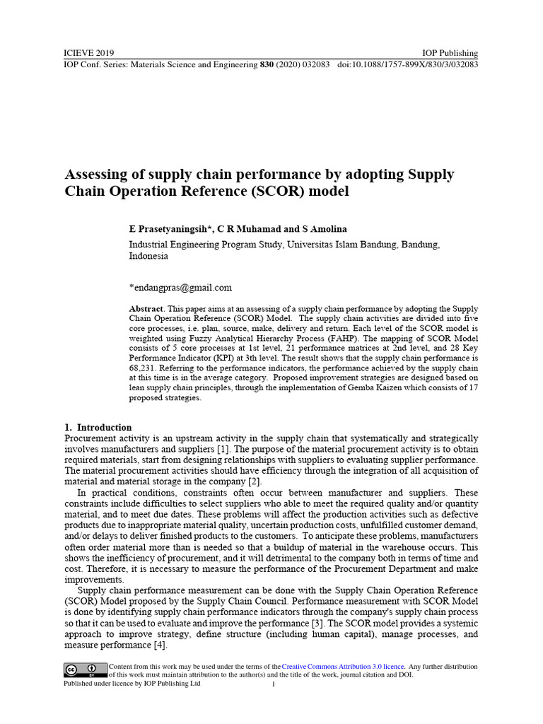 SCOR Model for Supply Chain Performance | PDF | Supply Chain | Performance Indicator