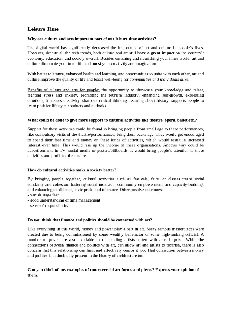 4 Leisure Time | PDF | Mass Media