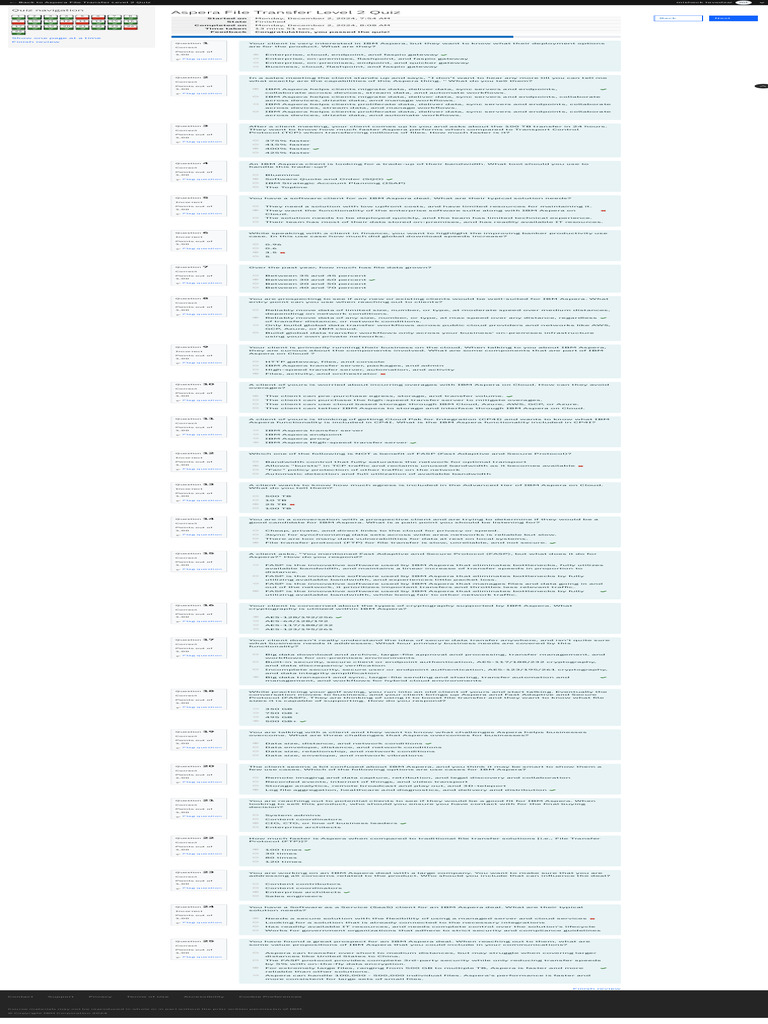 Aspera File Transfer Level 2 Quiz - Attempt Review | PDF | Cloud ...