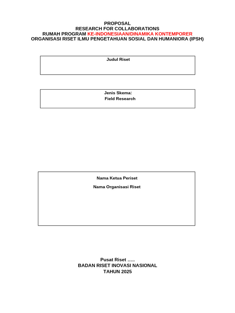 Proposal Riset Ke-Indonesiaan 2025 | PDF