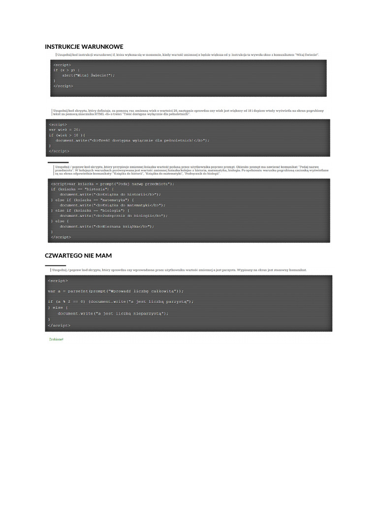 INSTRUKCJE WARUNKOWE | PDF