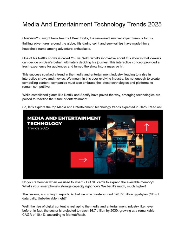 Media and Entertainment Technology Trends 2025 | PDF | Cloud Computing | Popular Culture & Media ...