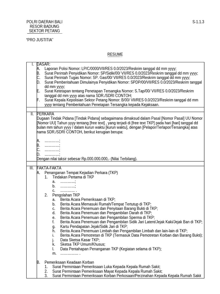 Format Resume Berkas Perkara | PDF