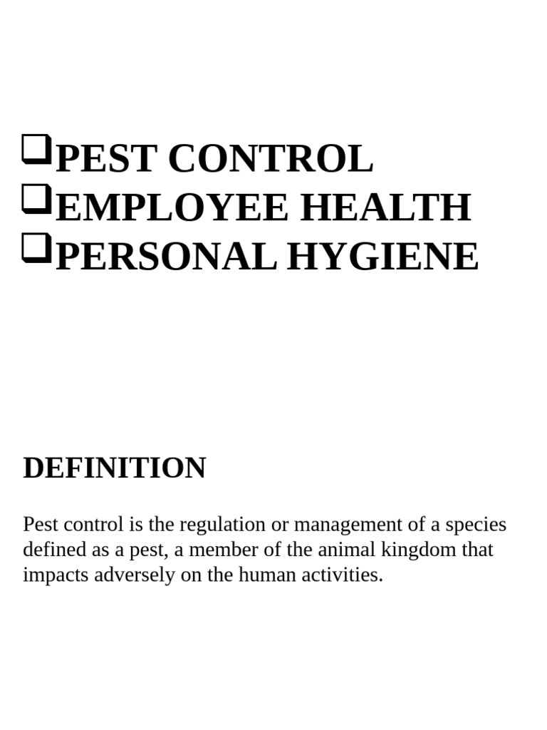 2. Pest control, employee health and personnel hygiene | PDF | Pest ...