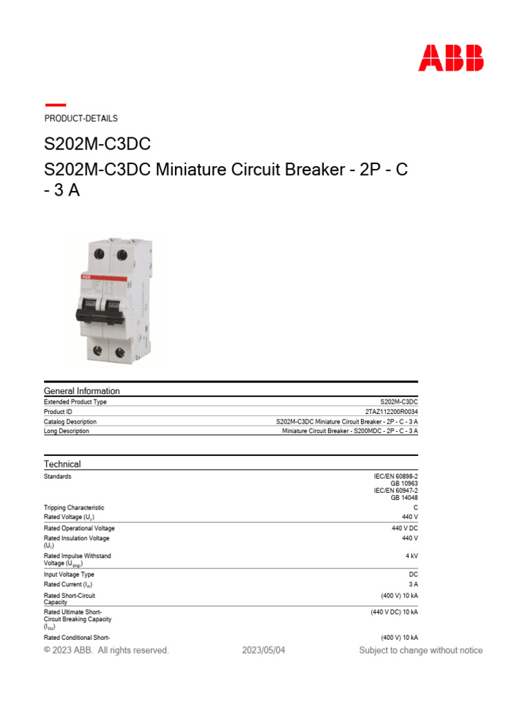 2TAZ112200R0034 s202m c3dc | PDF | Insulator (Electricity) | Electrical Engineering