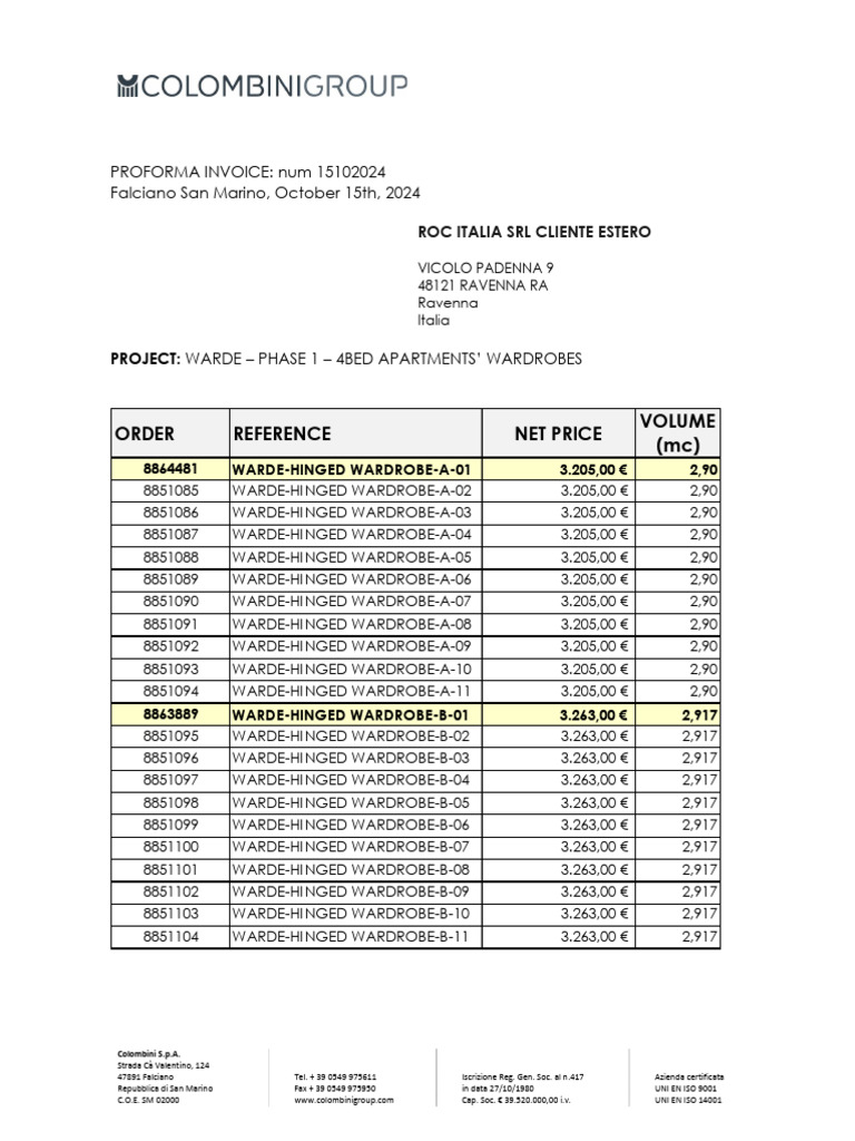 Proforma Invoice 15102024 | PDF | Banking