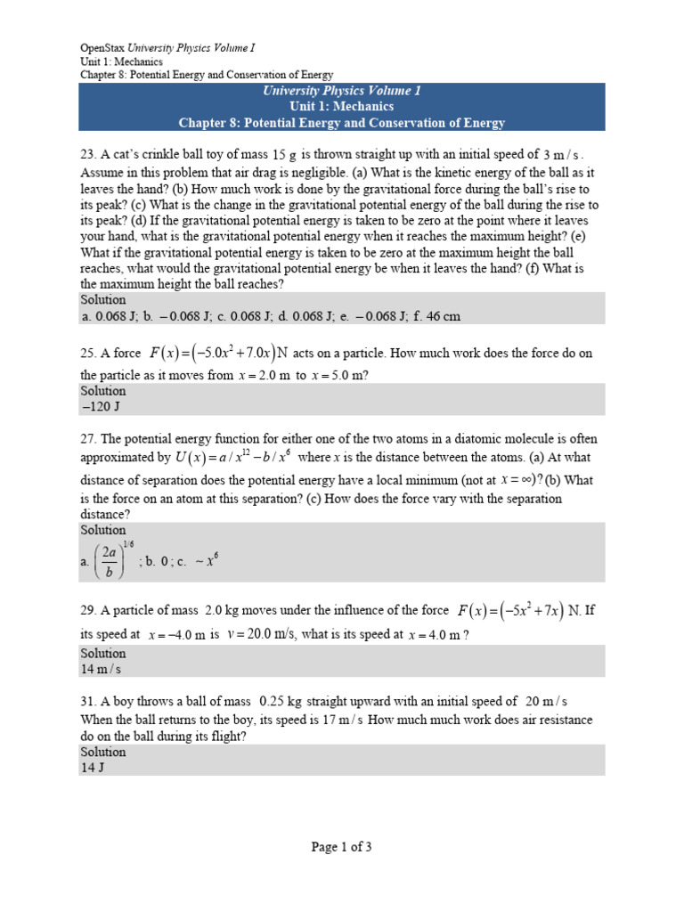 UniversityPhysicsVolume1 Ch08 | PDF | Potential Energy | Force