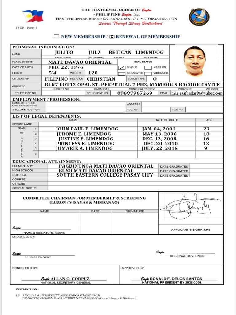 TFOE PE Form 1 | PDF
