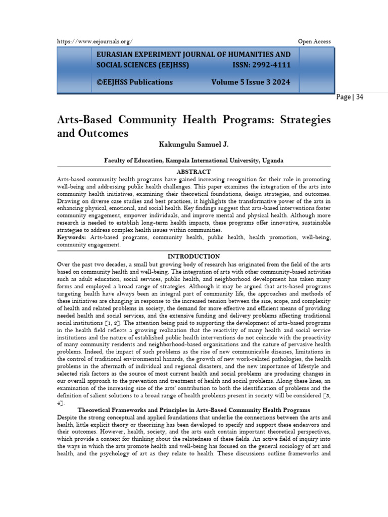 Arts-Based Community Health Programs: Strategies and Outcomes (WWW ...