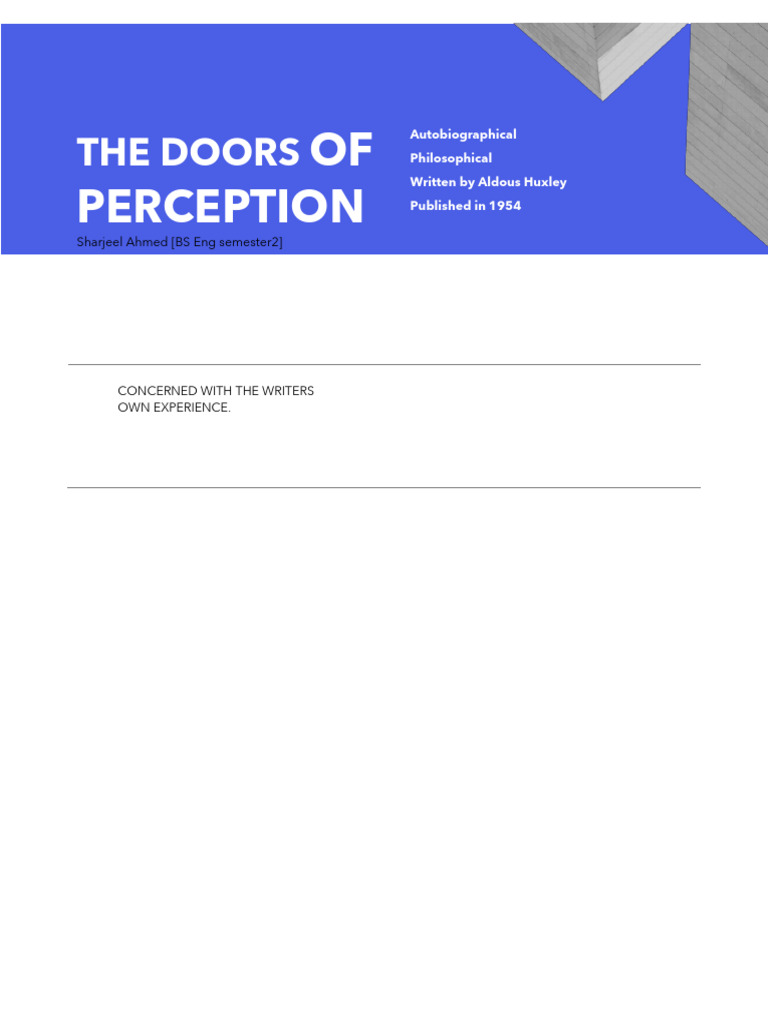 The Doors of Perception | PDF