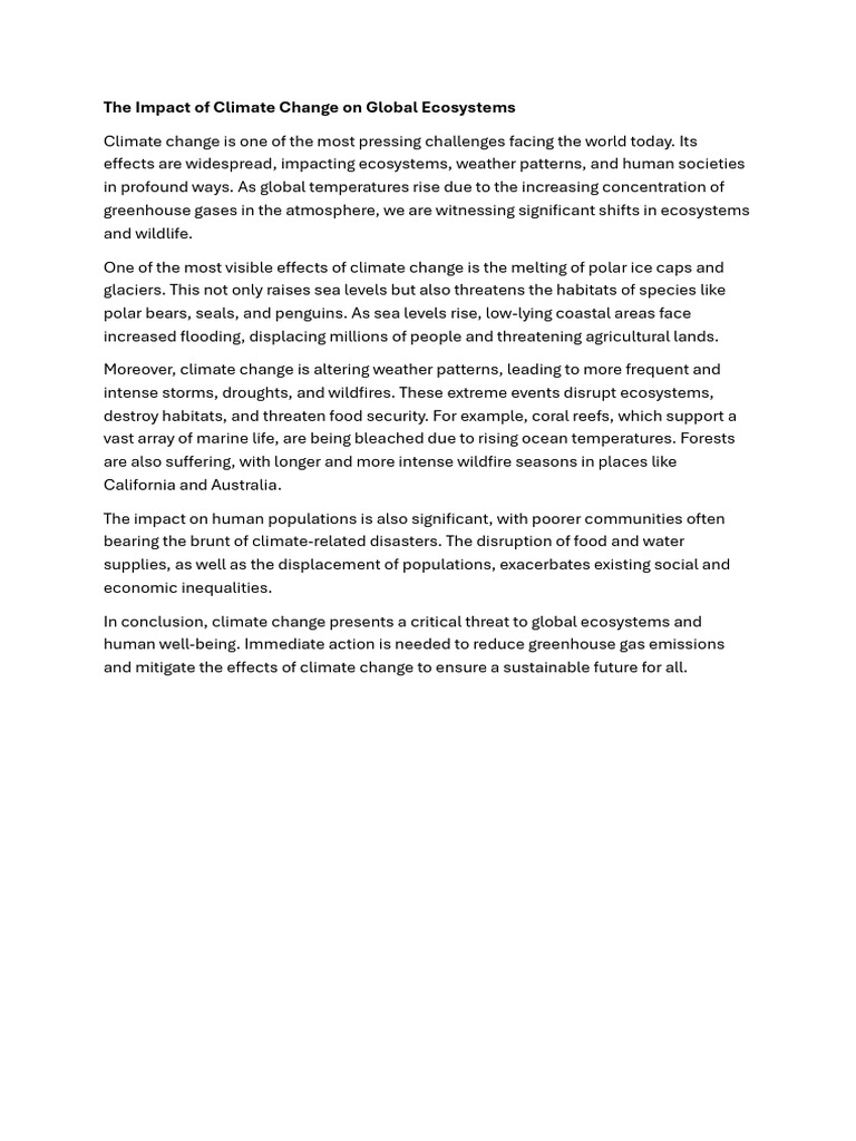 Climate Change's Effects on Ecosystems | PDF