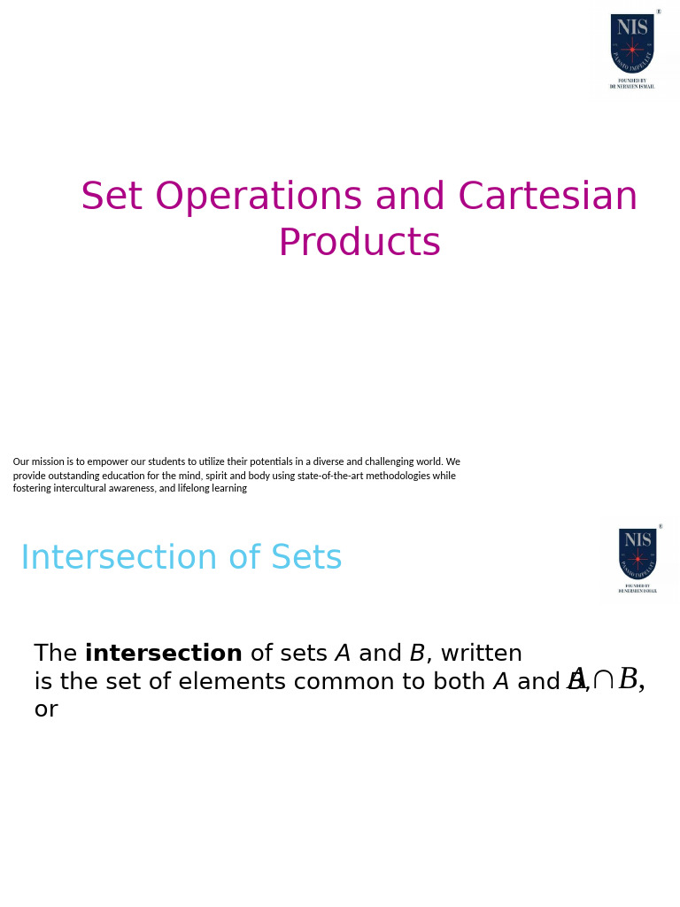 Set Operations and Cartesian Products | PDF