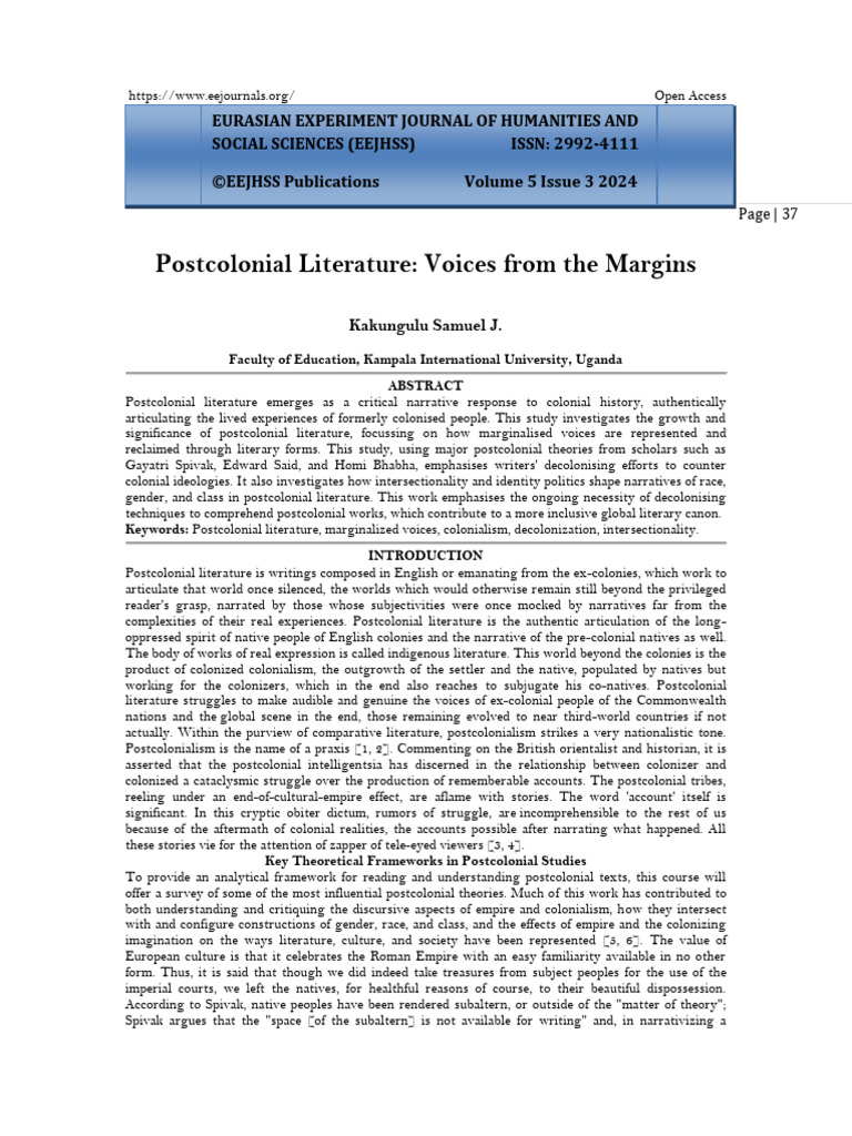 Postcolonial Literature: Marginalized Voices | PDF | Postcolonialism ...