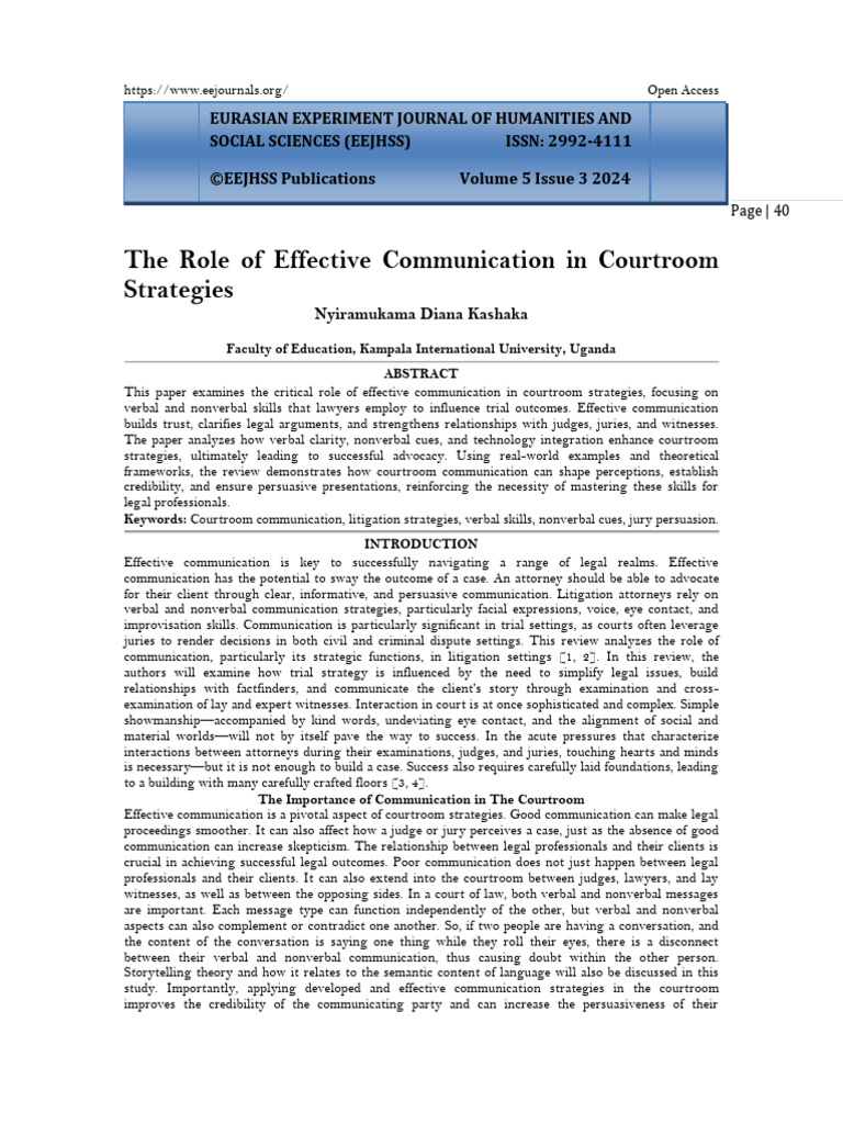 The Role of Effective Communication in Courtroom Strategies (WWW - Kiu ...