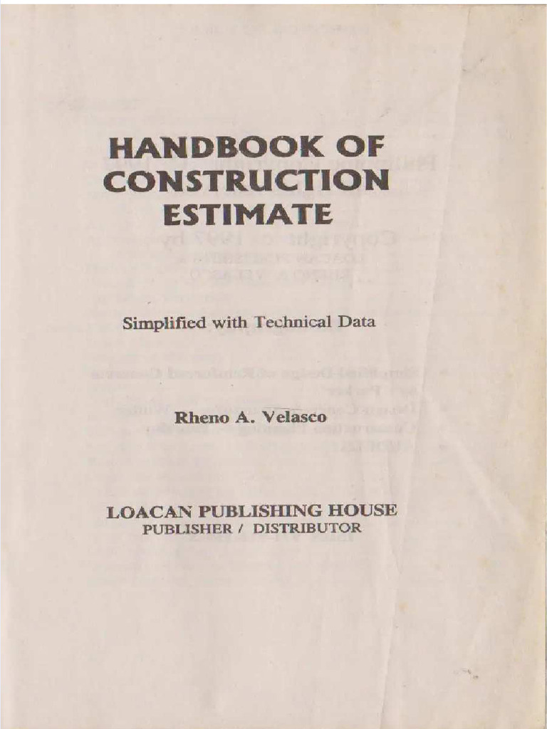 Handbook of Construction Estimate PDF | PDF