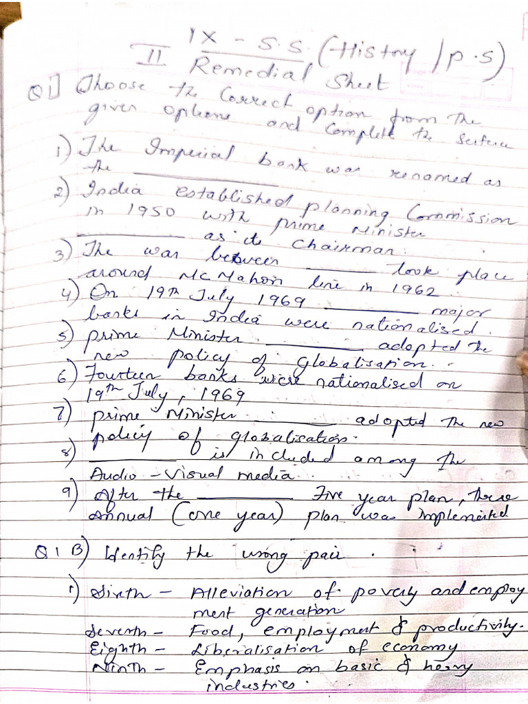 IX History II Remedial | PDF