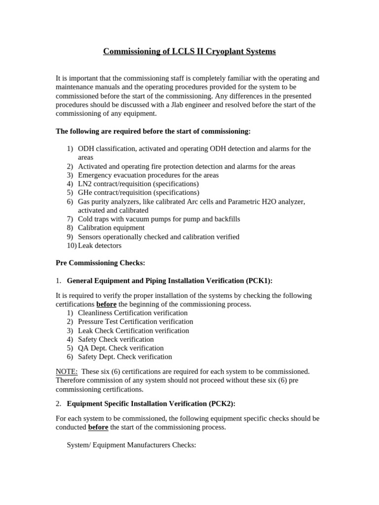 LCLS II Commissioning Plan V1 | PDF | Valve | Vacuum