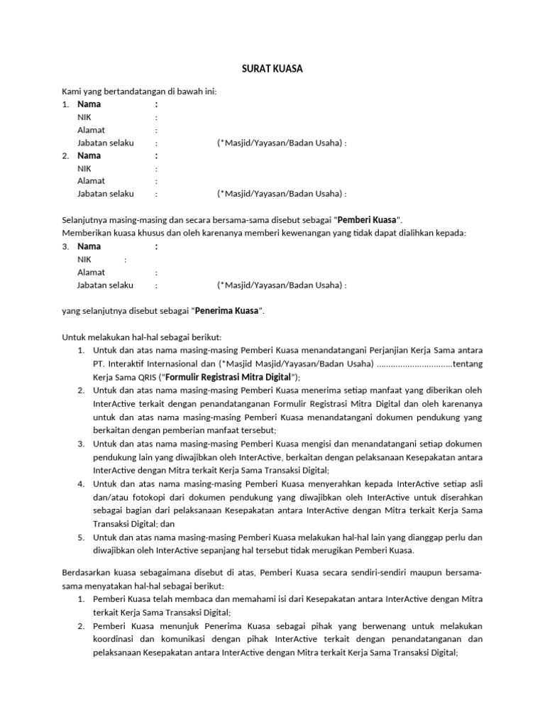 InterActive-QRIS-Surat-Kuasa | PDF