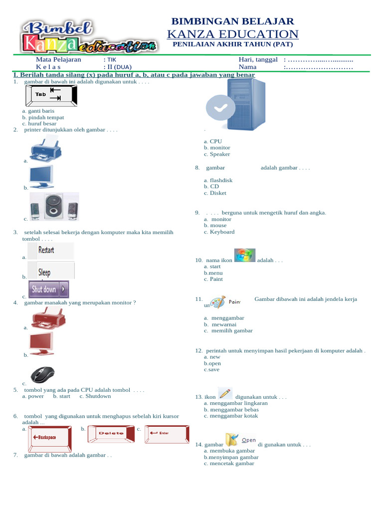 Soal PAT TIK Kelas 2 SD | PDF