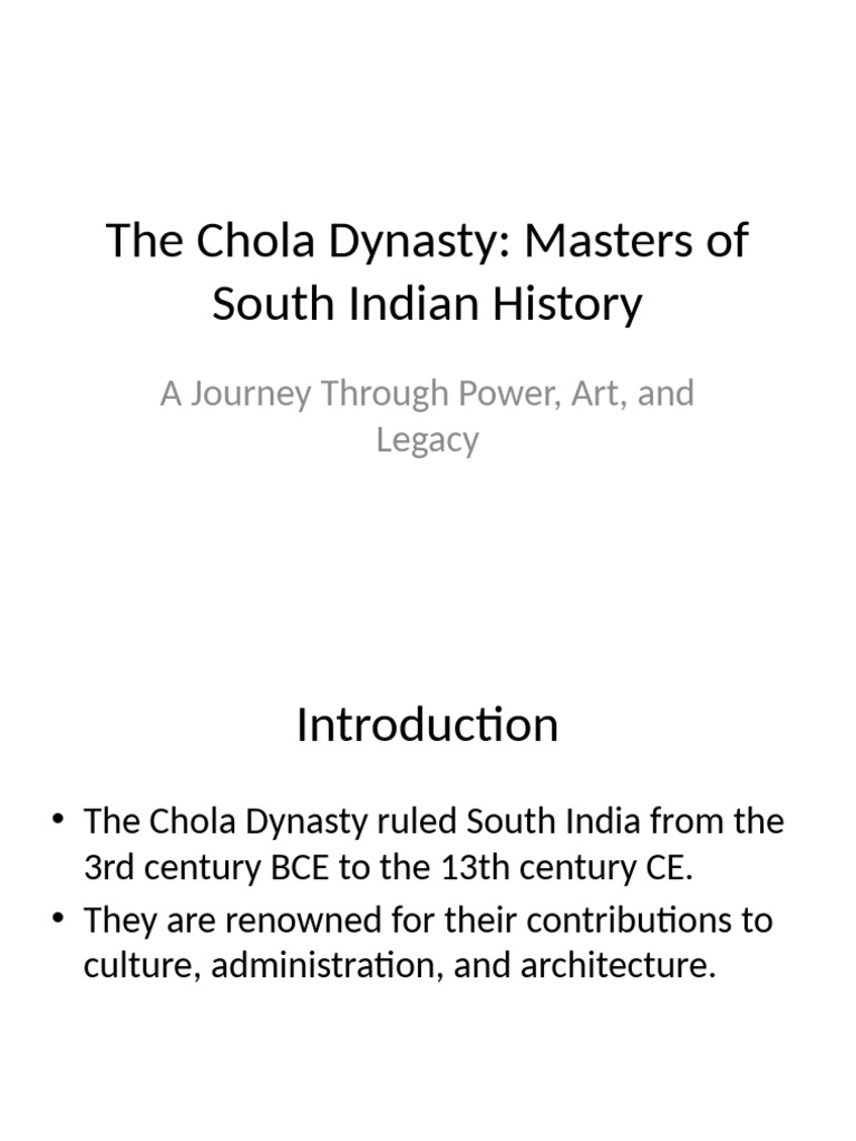 Chola Dynasty Presentation | PDF