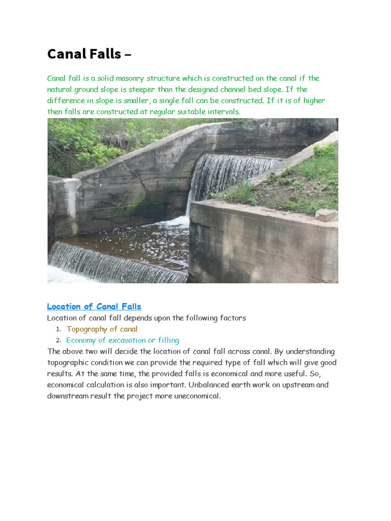 Canal Fall Irrigation Colorful Notes With Previous Year Questions | PDF ...