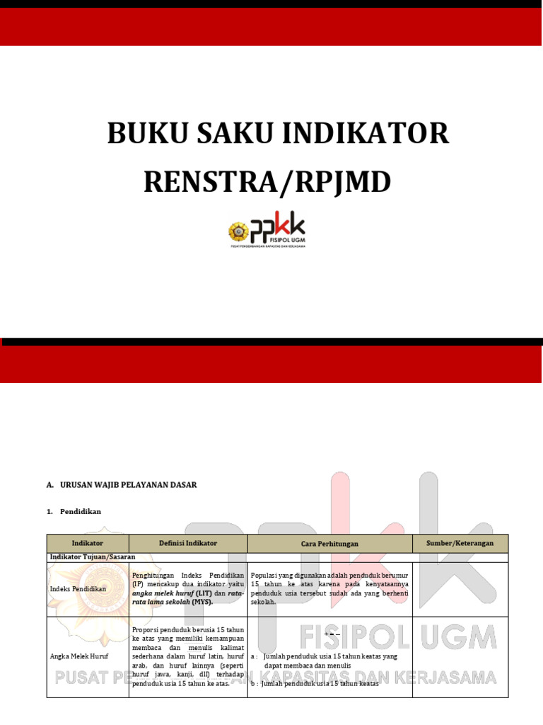 Indikator Pendidikan dalam Renstra UGM | PDF