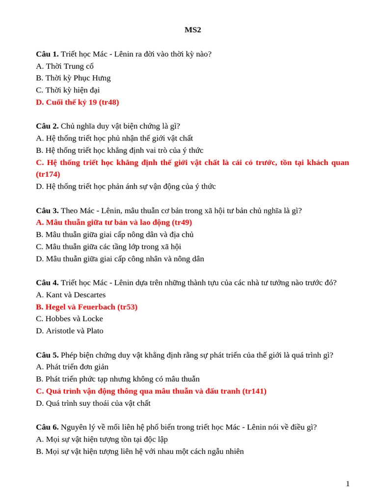 MS2 Câu 1 | PDF