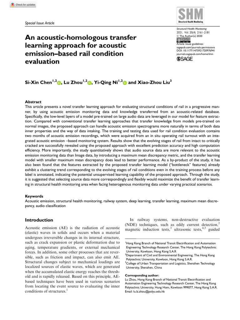 Chen Et Al 2020 An Acoustic Homologous Transfer Learning Approach For Acoustic Emission Based ...