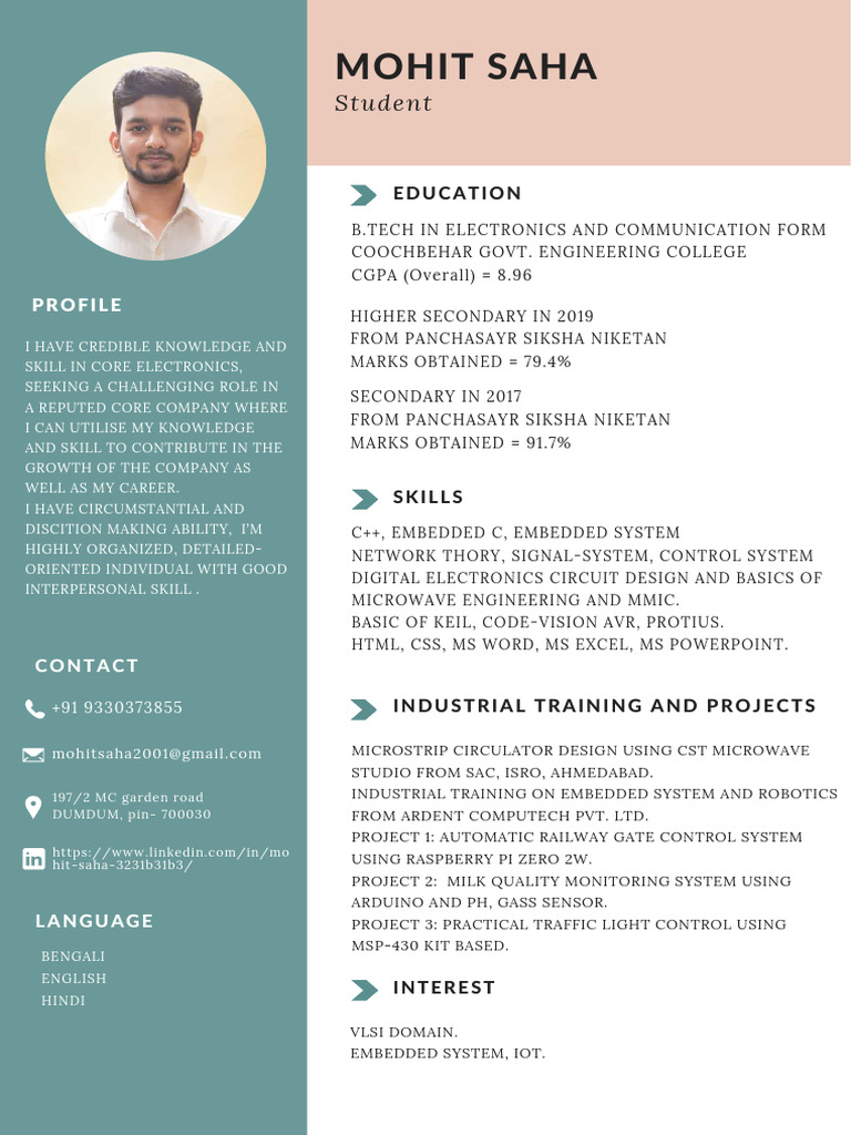 Mohit Saha CV NW | PDF | Computer Engineering | Computing