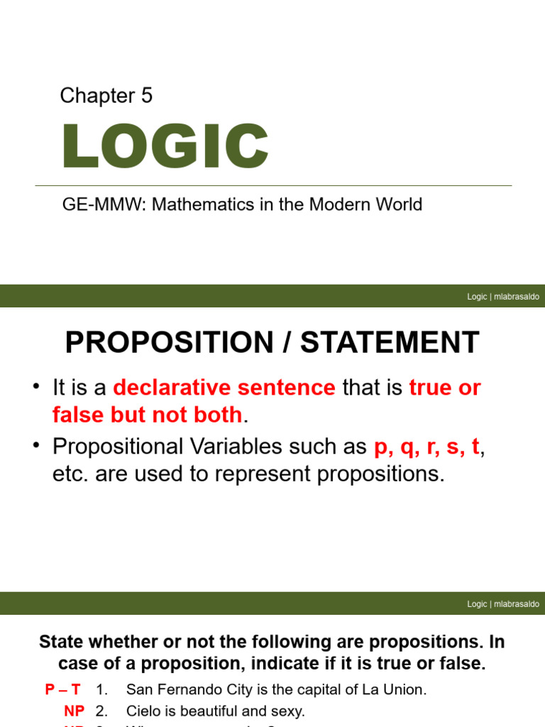 Understanding Propositions and Logic | PDF | Proposition | Logic