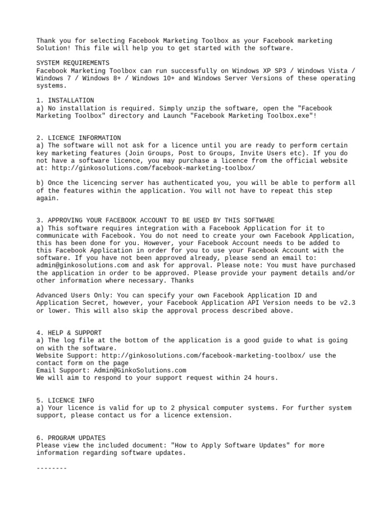 Software Installation and Licence Details | PDF | Microsoft Windows | Facebook
