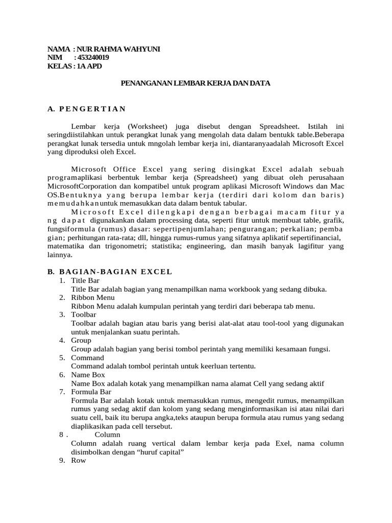 Penanganan Lembar Kerja Dan Dataa | PDF