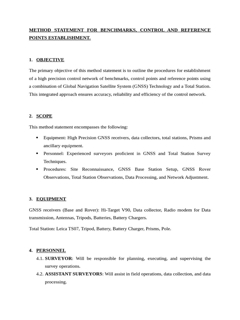 Method Statement Final | PDF | Surveying