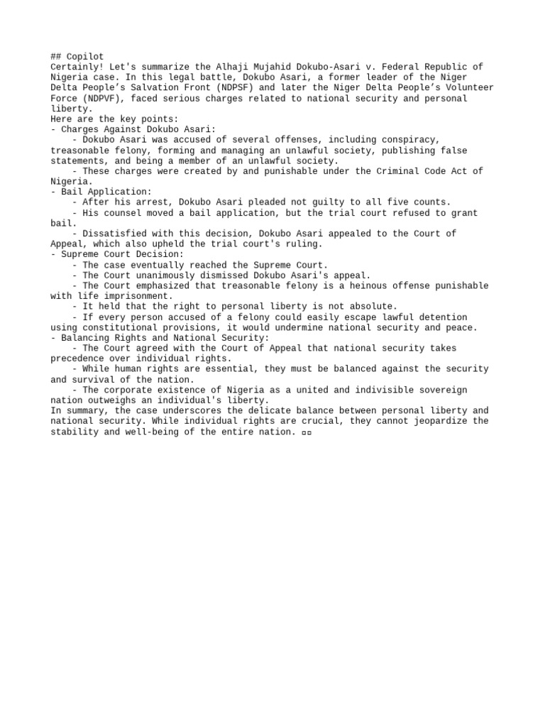 Asari Dokubo V FRN Summarised | PDF