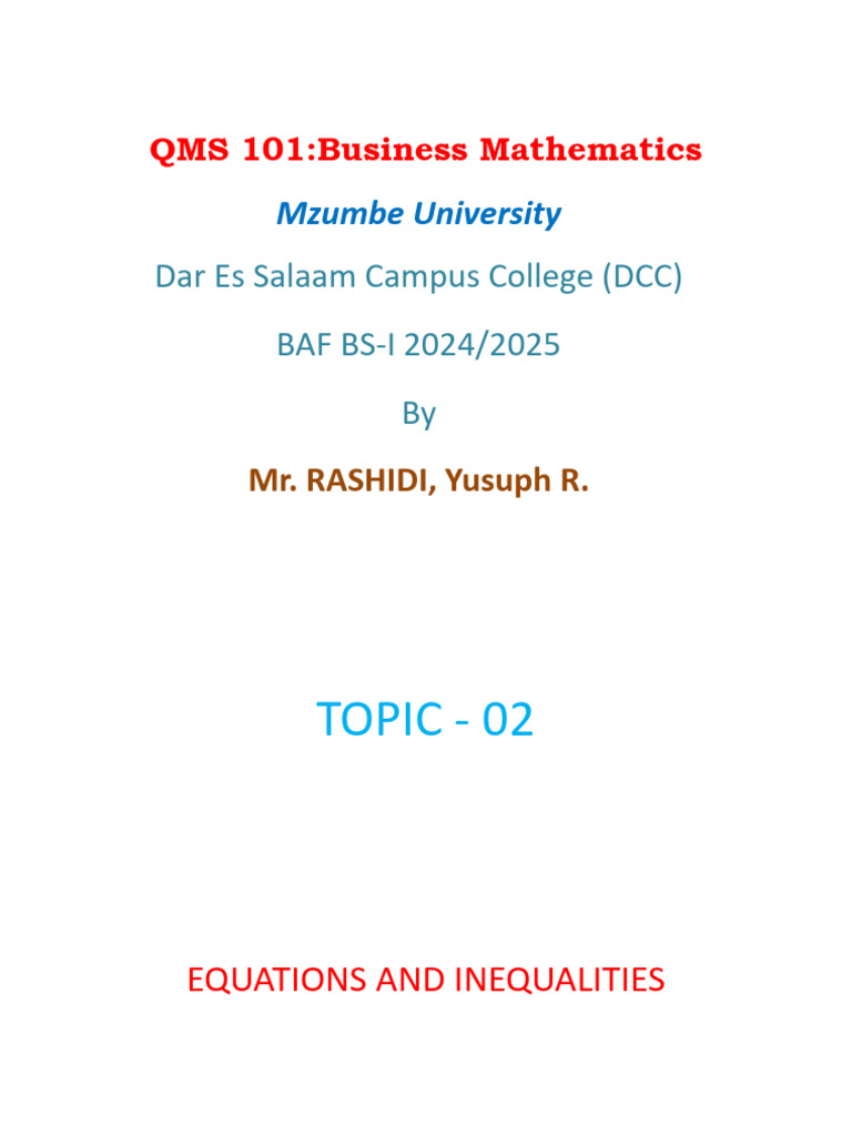 EQUATIONS_INQUALITIES_FUNCTIONS_2024_25 | PDF | Equations | Variable ... EQUATIONS_INQUALITIES_FUNCTIONS_2024_25 | PDF | Equations | Variable ...