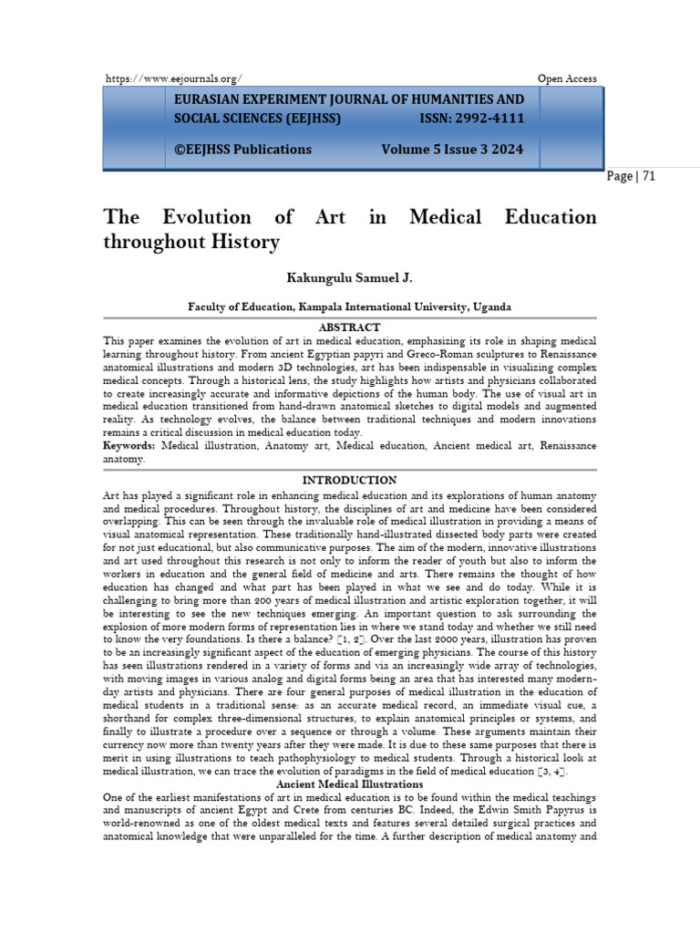 The Evolution of Art in Medical Education Throughout History (WWW - Kiu ...