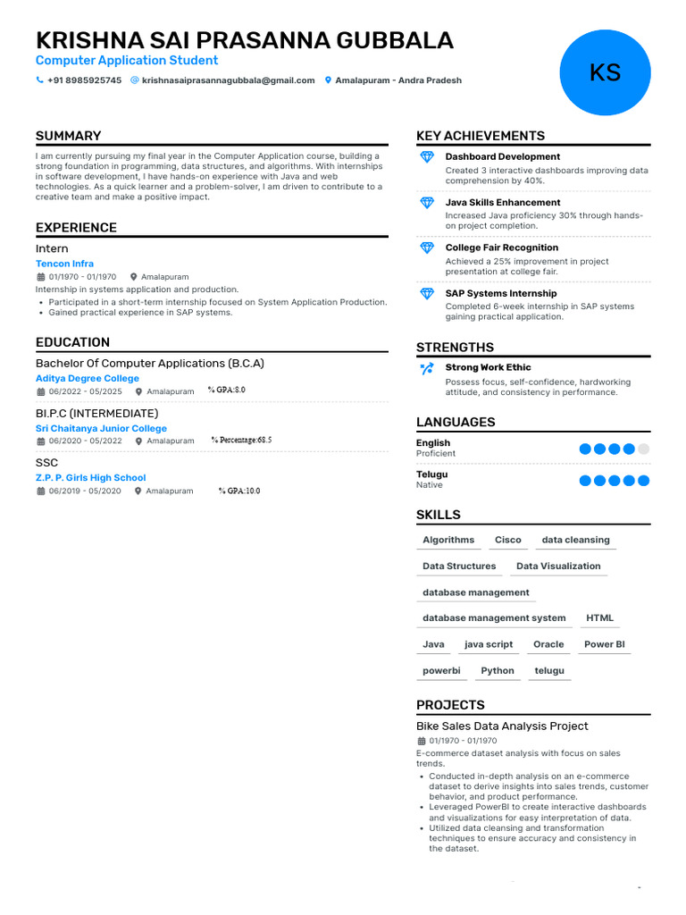KrishnaSaiPrasannaGubbalaResume (1) Raju | PDF | Java (Programming Language) | Data