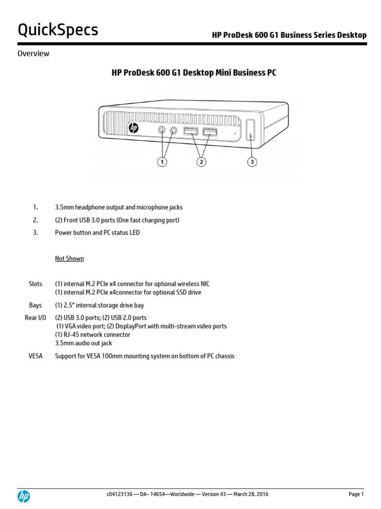 PRODESK 600 G1 | PDF | Solid State Drive | Bios