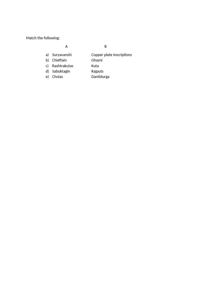 Match The Following | PDF