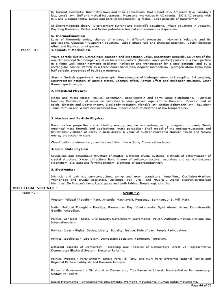 WBCS Syllabus for Political Science | PDF | Spin (Physics ...