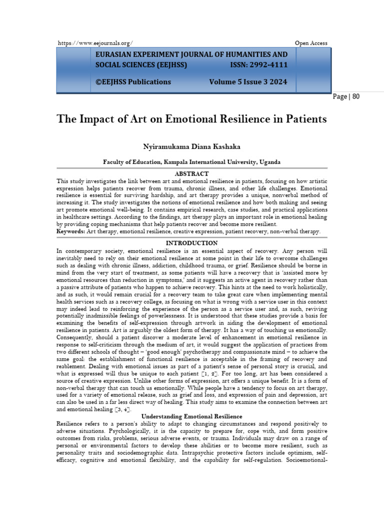 The Impact of Art On Emotional Resilience in Patients (WWW - Kiu.ac ...