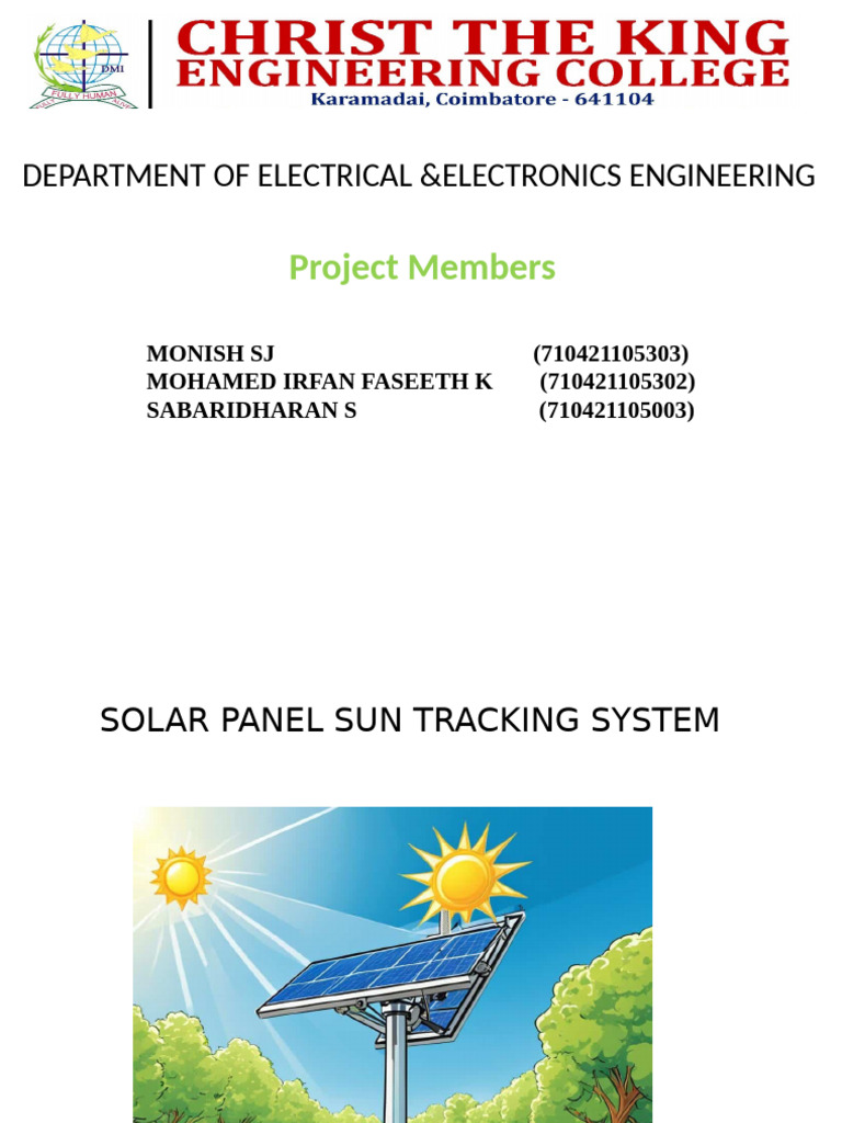 Solar Panel Sun Tracking Project Team | PDF