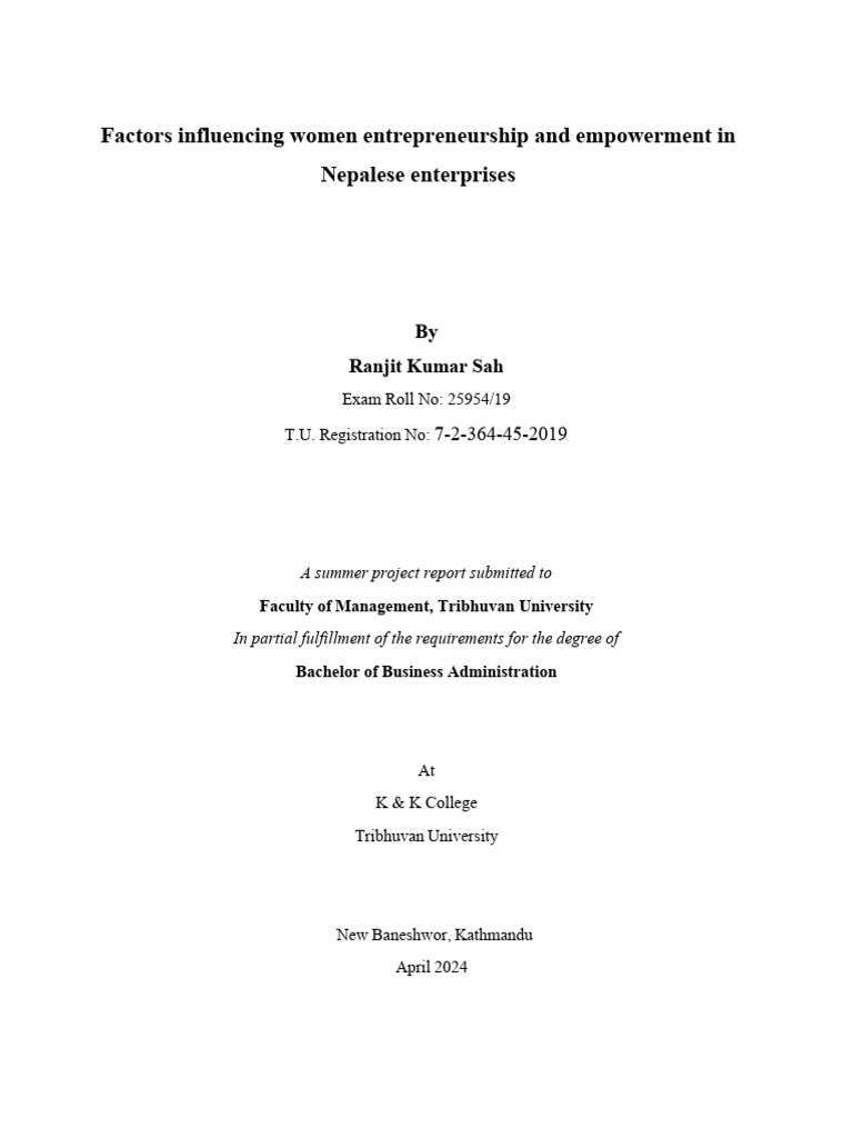 Summer Project Ranjit | PDF | Entrepreneurship | Survey Methodology