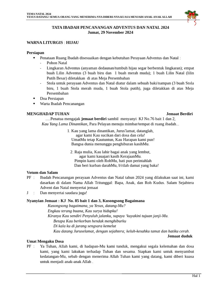 05 - Tata Ibadah Natal 2024 | PDF