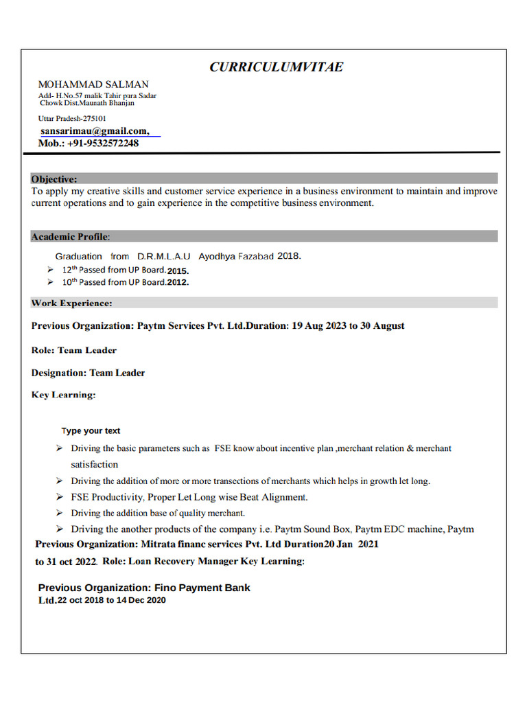 Salman CV 2024 | PDF