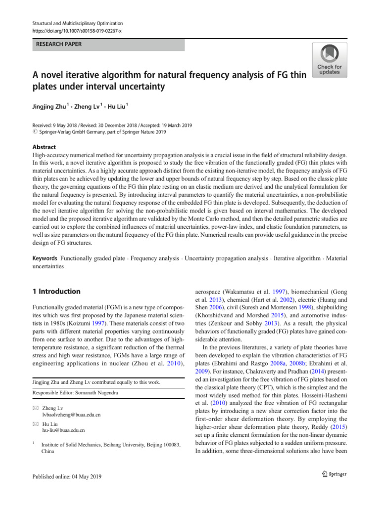 A novel iterative algorithm for natural frequency analysis of FG thin ... A novel iterative algorithm for natural frequency analysis of FG thin ...