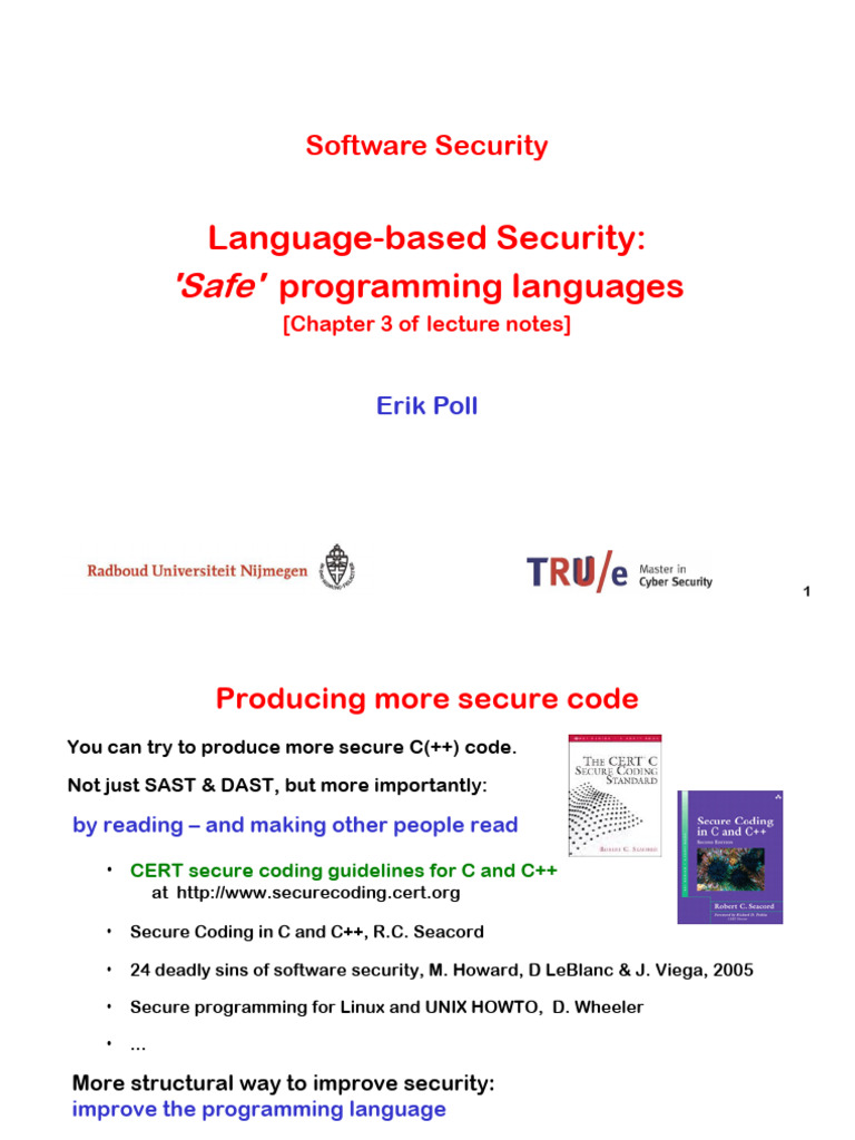 5_LanguageBasedSecurity_Safety | PDF | Pointer (Computer Programming) | Java Virtual Machine
