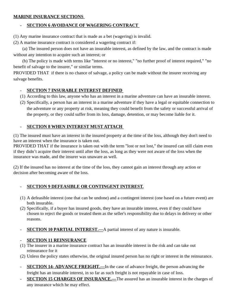 Marine Insurance: Key Contract Principles | PDF | Private Law ...