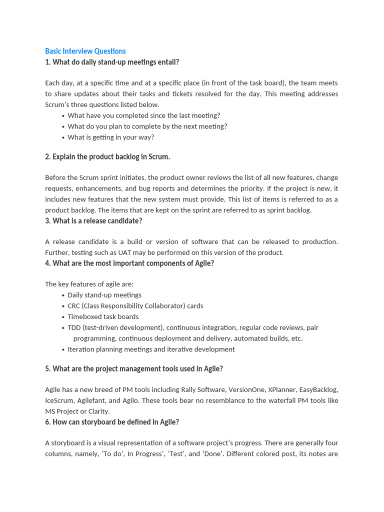 Agile Scrum Master Interview Questions Pdf Scrum Software Development Agile Software