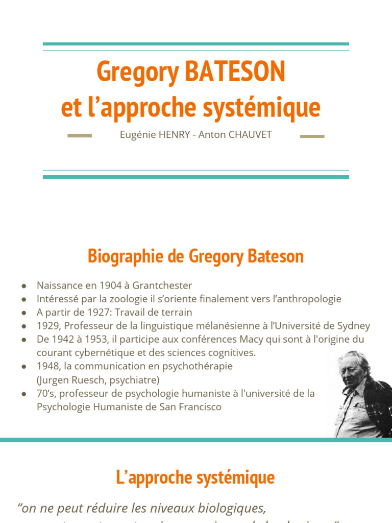 Bateson et l'approche systémique en psy | PDF | Psychologie